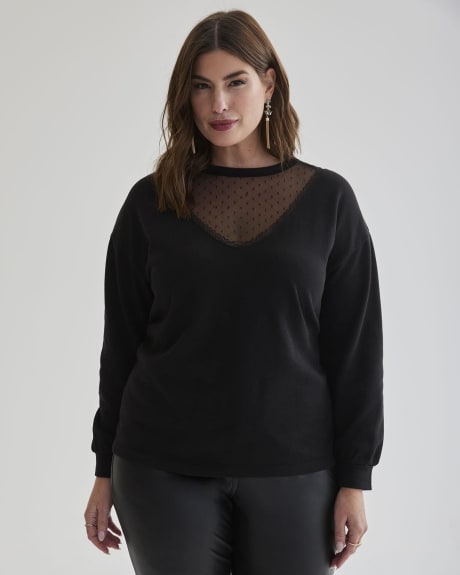 Knit Top with Mesh and Lace Detail - Addition Elle | Penningtons
