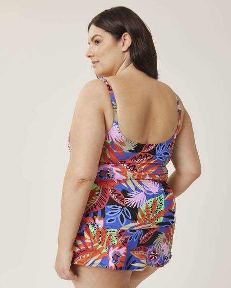 Tropical-Print Floating Underwire Tankini Top - Bleu Rod Beattie ...