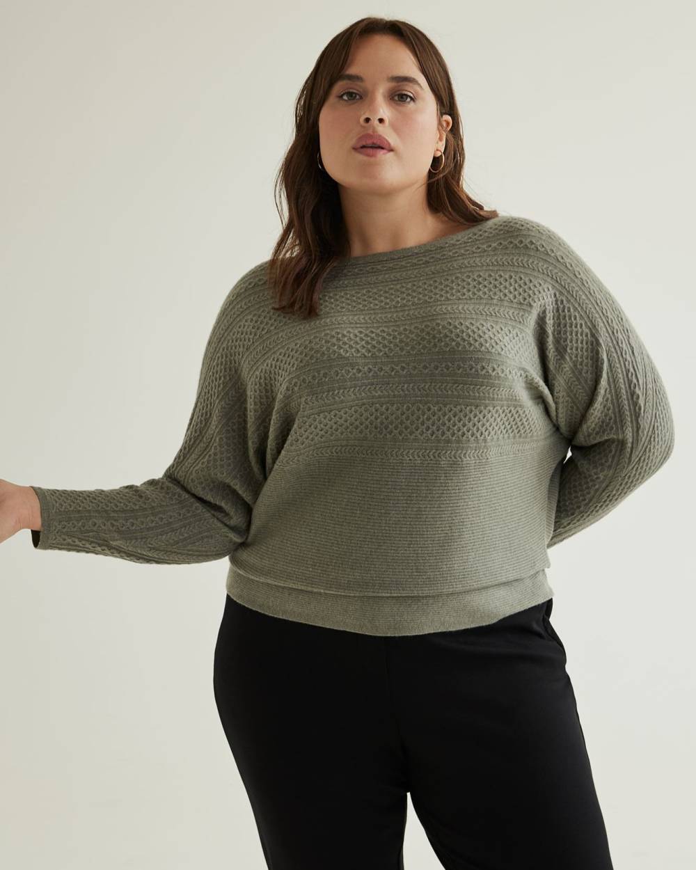Cable Knit Sweater with Dolman Sleeves | Penningtons