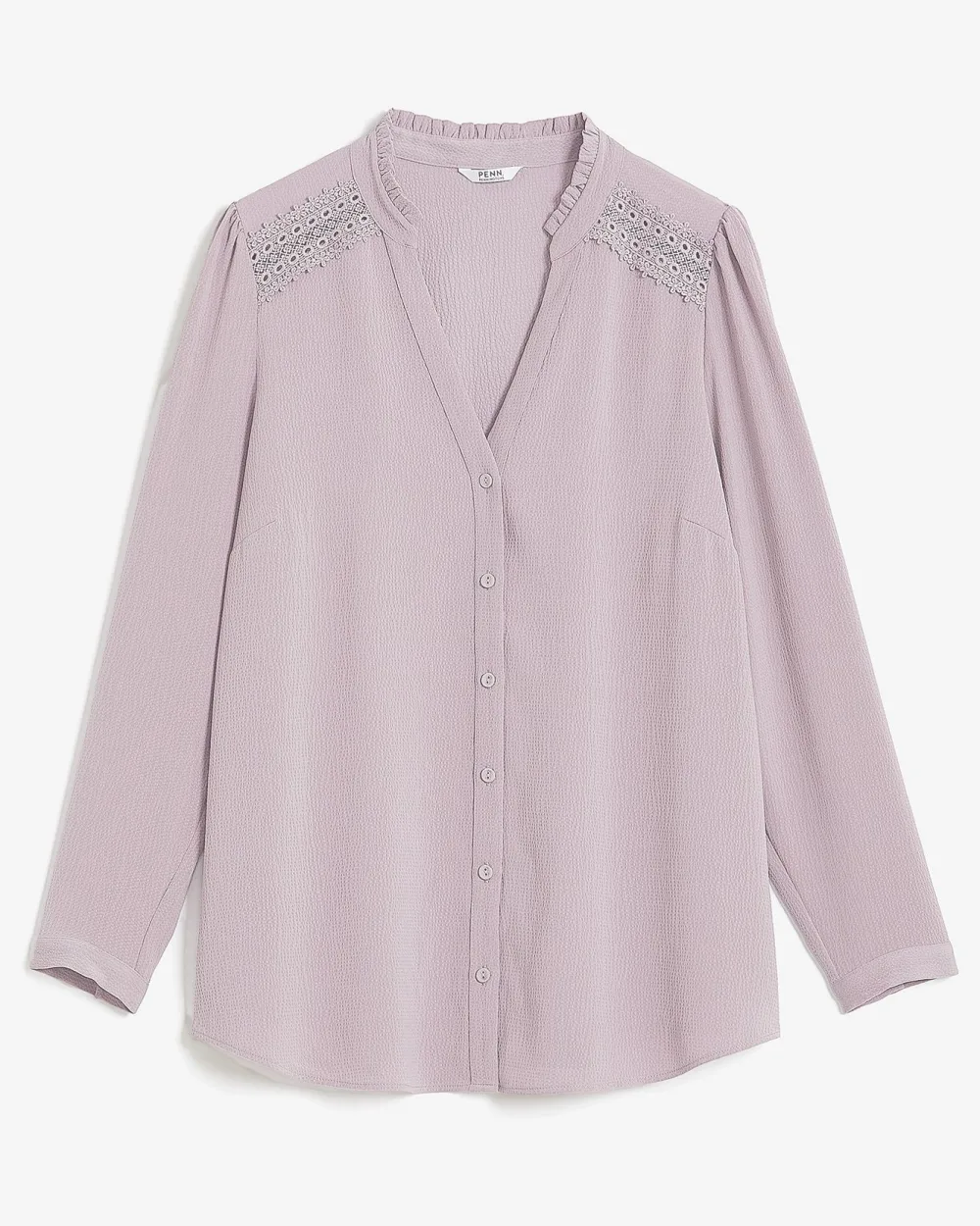 Swing Buttoned Down Blouse with Lace Details | Penningtons