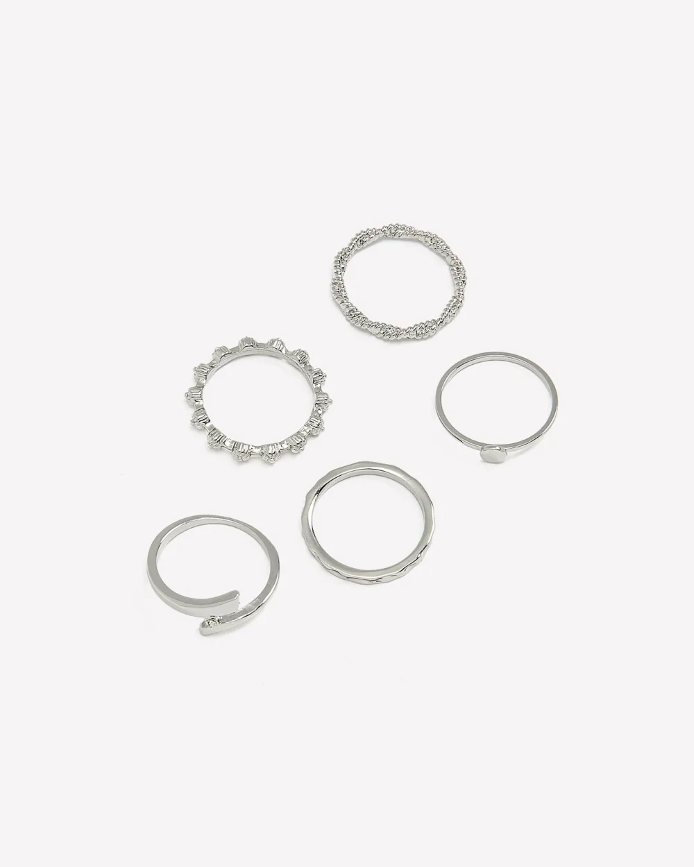 Assorted Rhodium-Plated Rings, Set of 5 | Penningtons