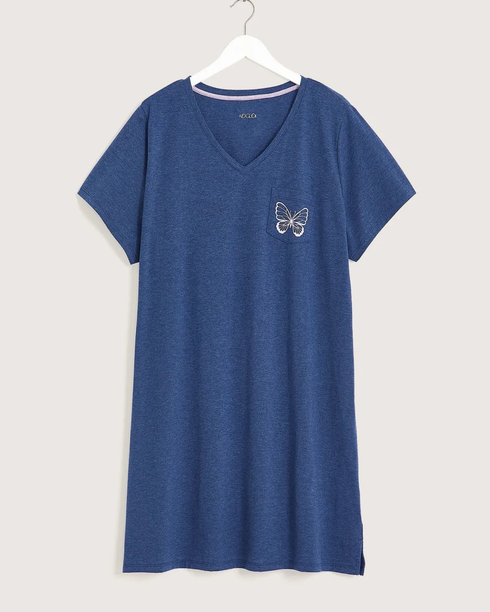 Short-Sleeve Short Sleepshirt with Printed Chest Pocket - ti VOGLIO ...