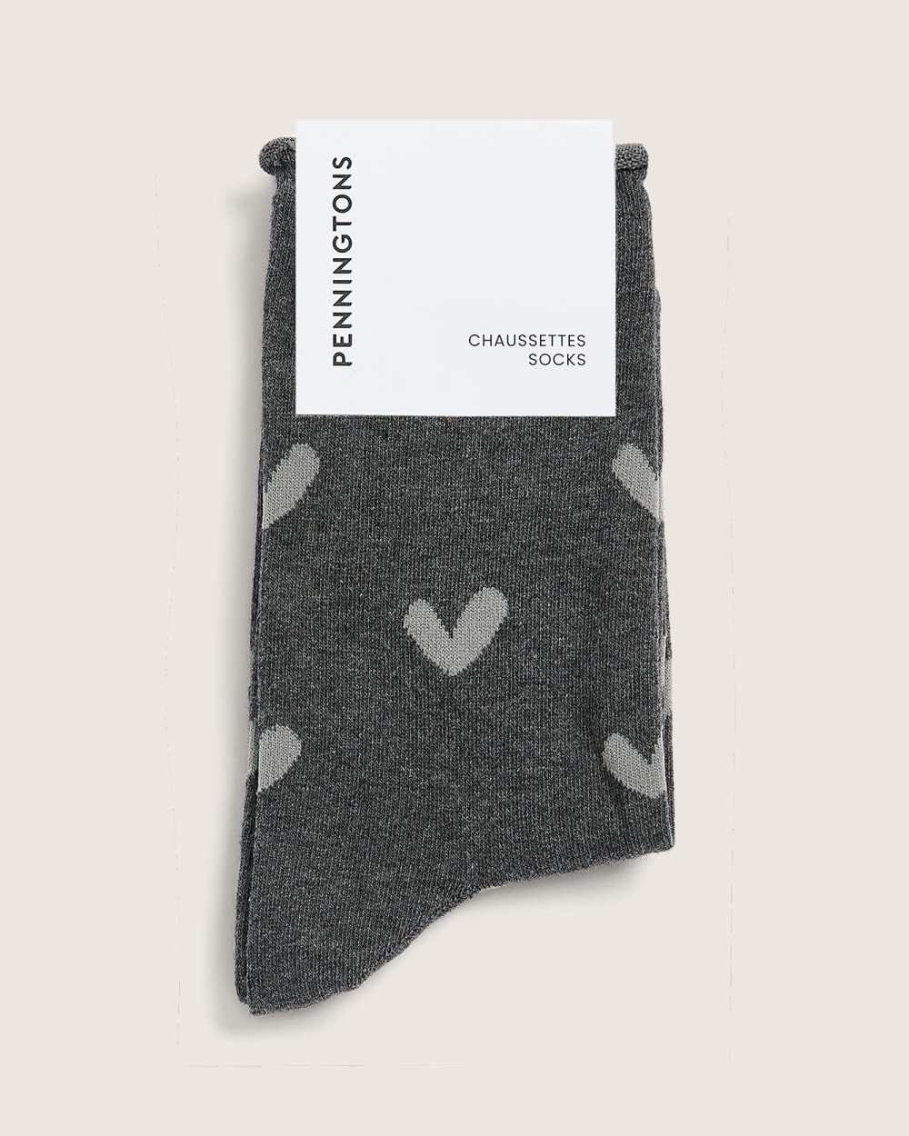 Rolled Edge Crew Socks Heart Print Penningtons