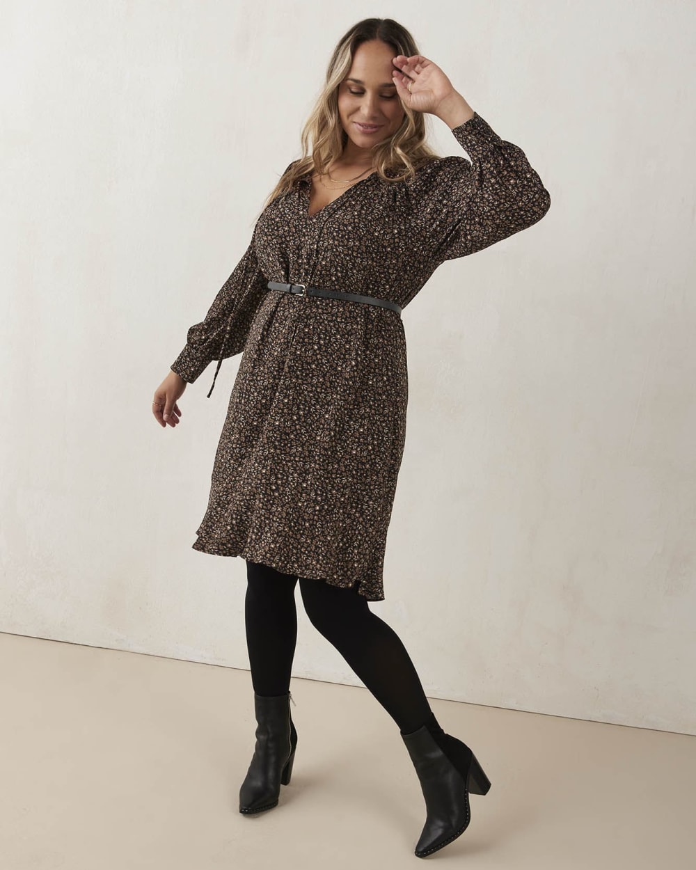 Boat-Neck Dress with High-Low Ruffled Hem | Penningtons