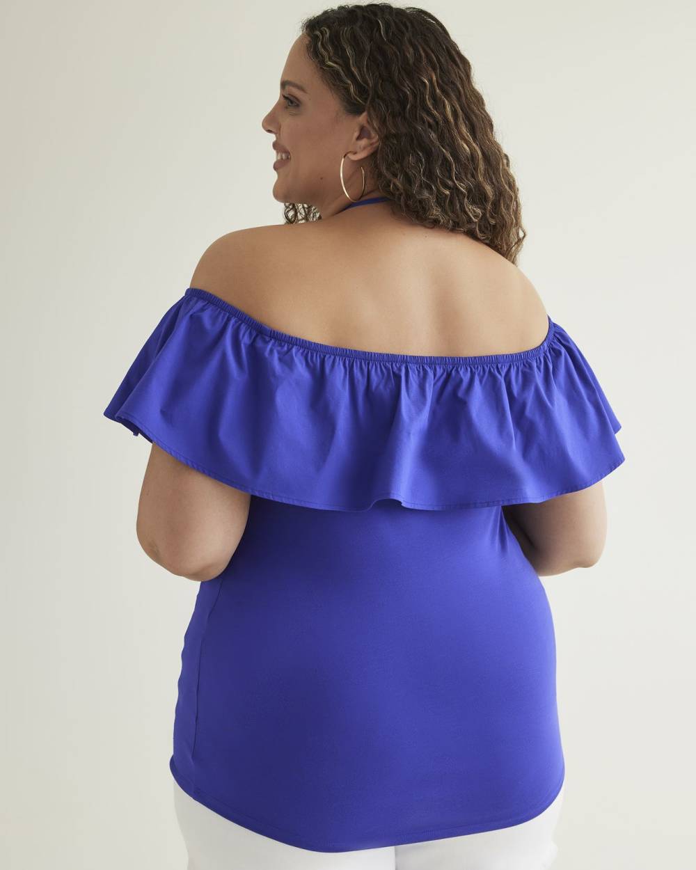 Off-Shoulder Ruffled Knit Top | Penningtons