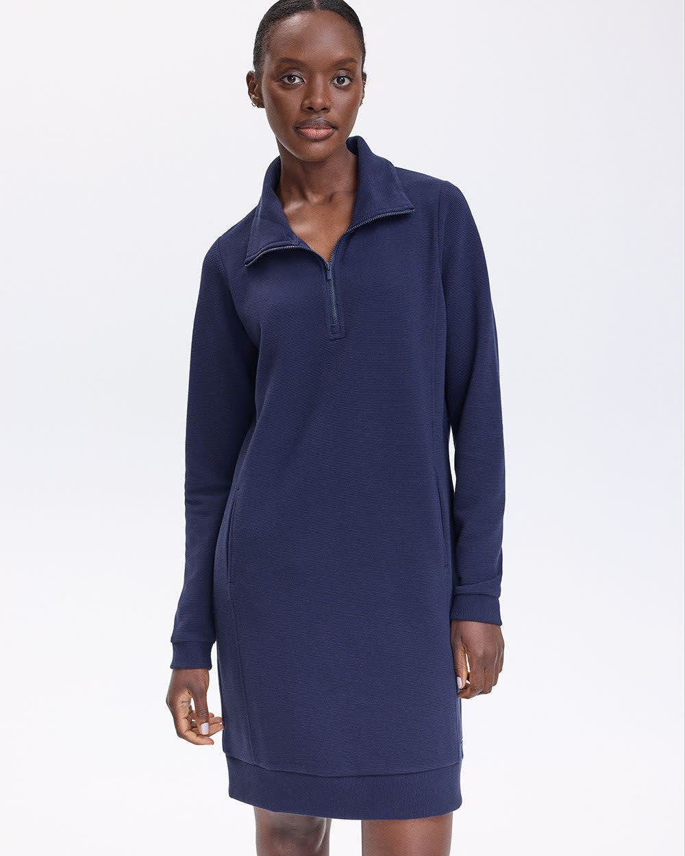 Long-Sleeve Ottoman-Knit Dress with Half-Zip - Hyba | Regular | Penningtons