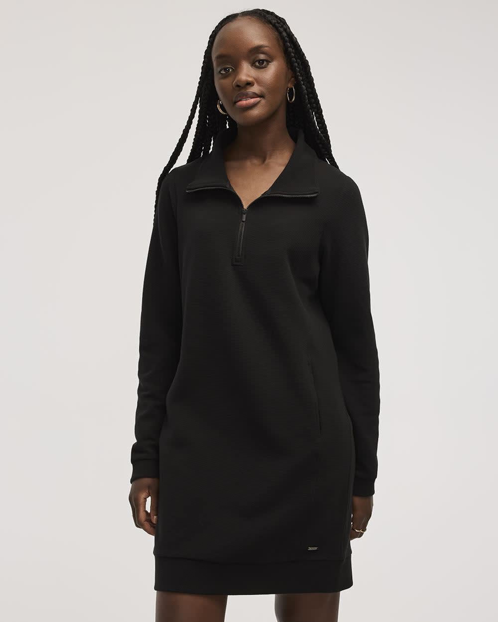 Long-Sleeve Ottoman-Knit Dress with Half-Zip - Hyba | Regular | Penningtons